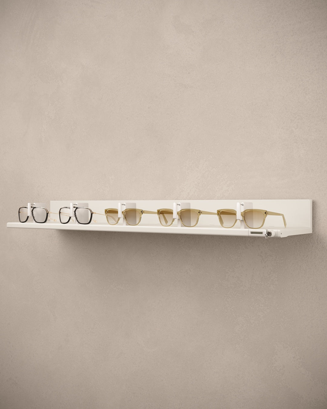 L-Body Eyewear Shelf | Lockable Glasses Shelf for 3 or 5 Frames