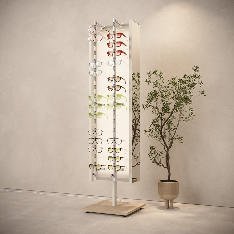 Squarix Display | Secure Rotating Sunglass Stand with LED Backlight